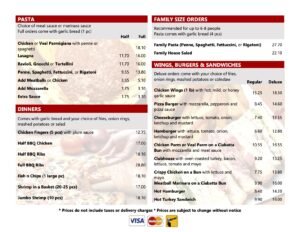 Windsor Pizza Menu - Pizza, Panzerottis, Pasta, Wings - Windsor, Ontario